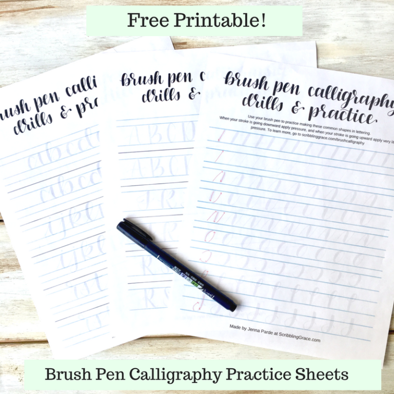 Brush Pen Calligraphy Basics- Plus Free Printable Practice Sheets ...
