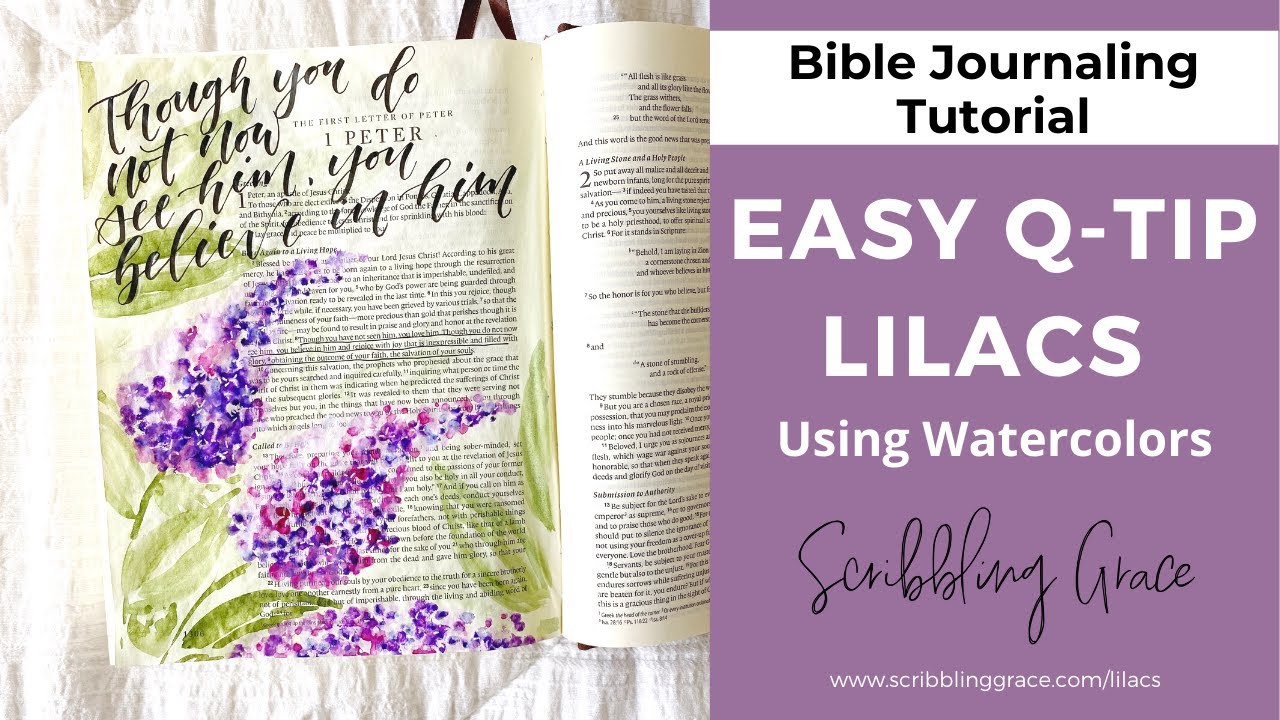 Easy Q-Tip Lilacs- Bible Journaling With Me - Scribbling Grace